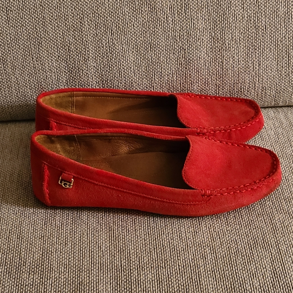 Ugg Flores Red Suede Loafers - Gem